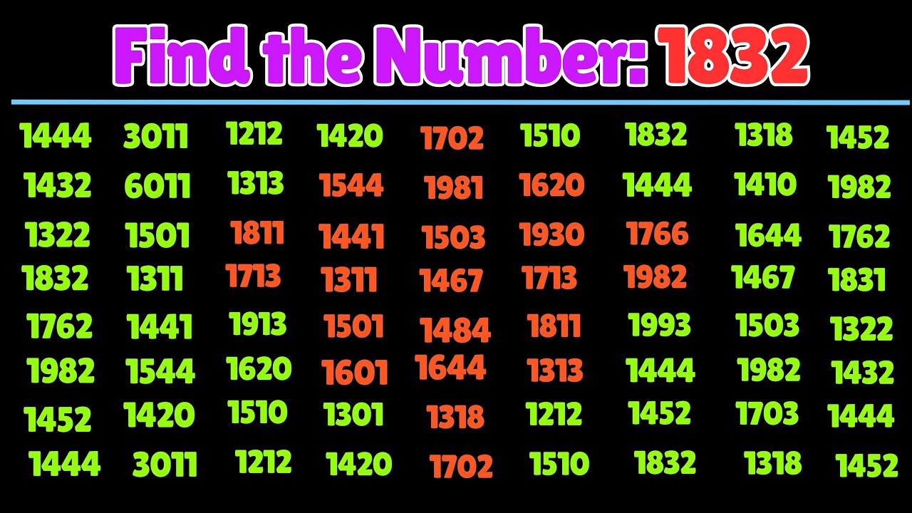 How Fast Can You Find the Number 1832 Test your eyes Focus your mind ...