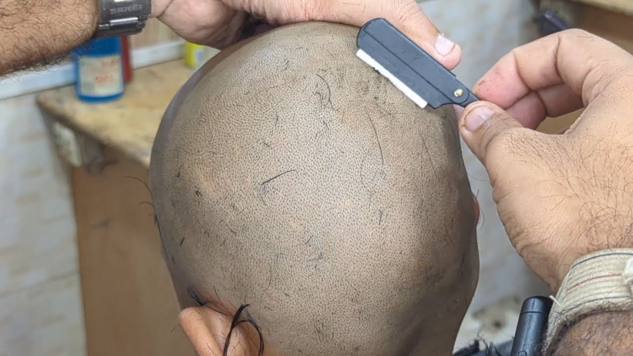 Dandruff clean head shave ASMR relaxing sound tutorial zaibi barber ...