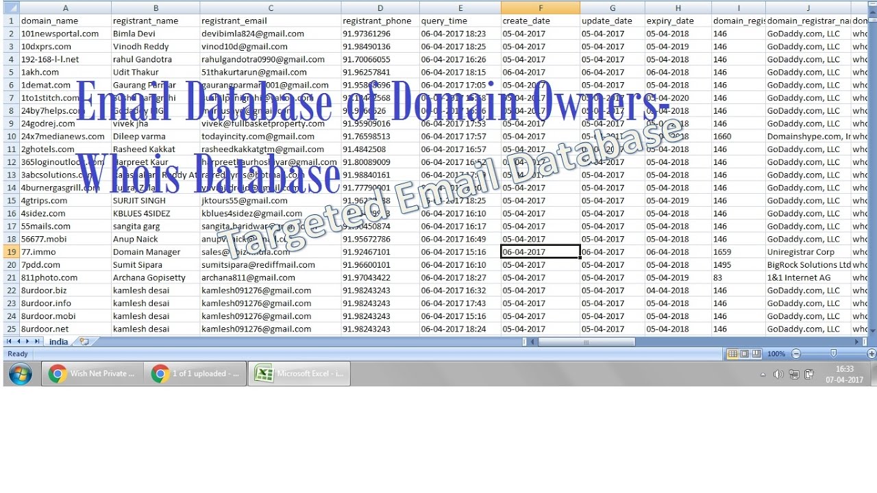 Email Database of Domain Owners Whois Database Demo Video - YouTube