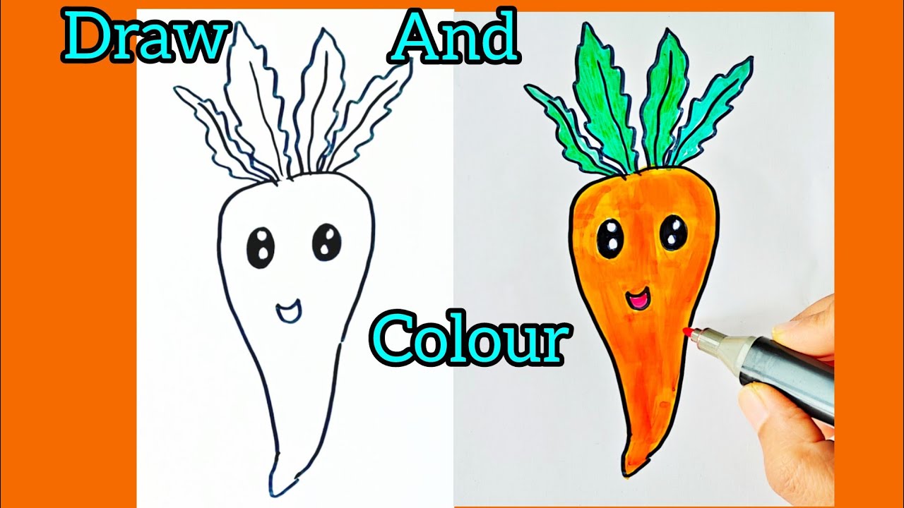 How To Draw a Cute Carrot 🥕 | Easy Step-by-Step Drawing, Painting ...