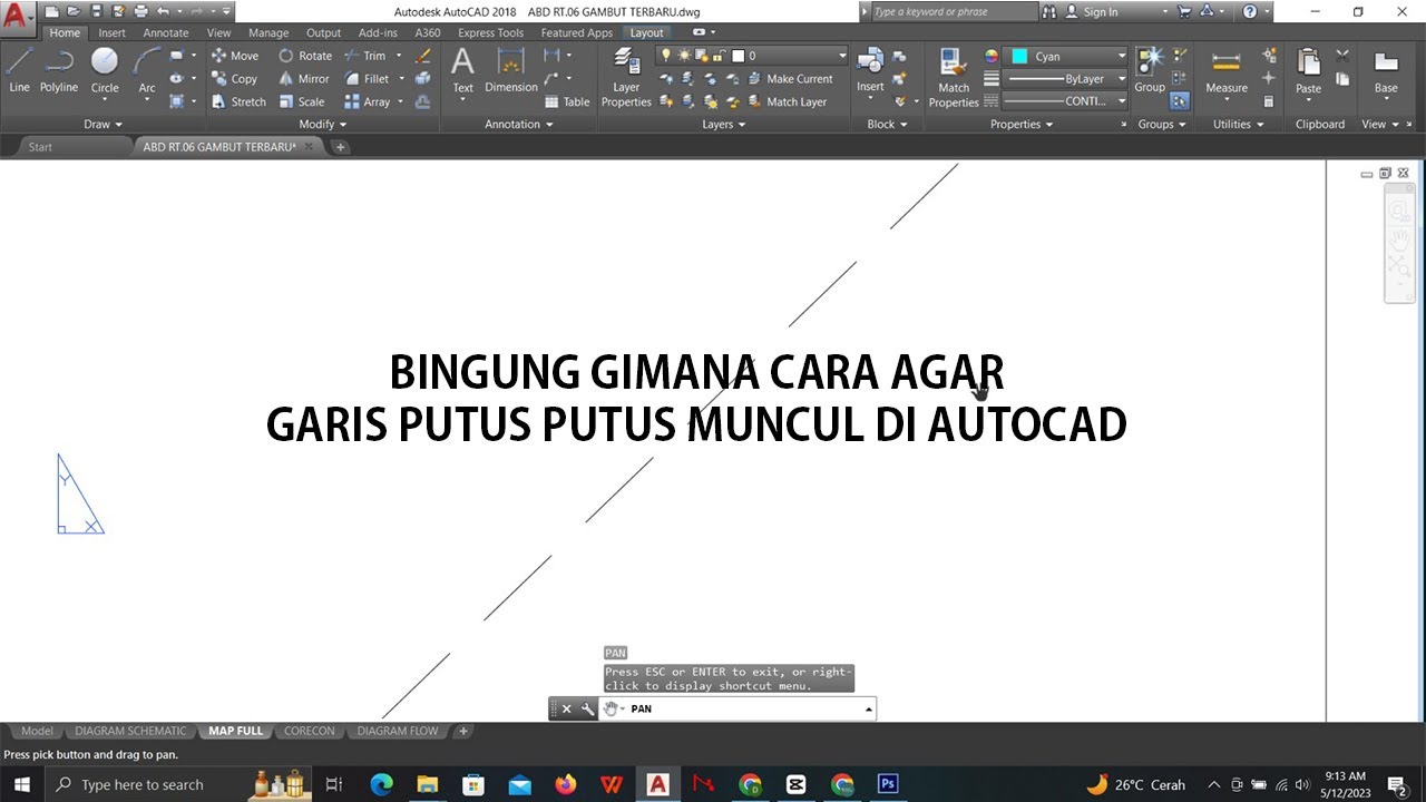 Tutorial Garis Putus Putus Di Autocad - YouTube