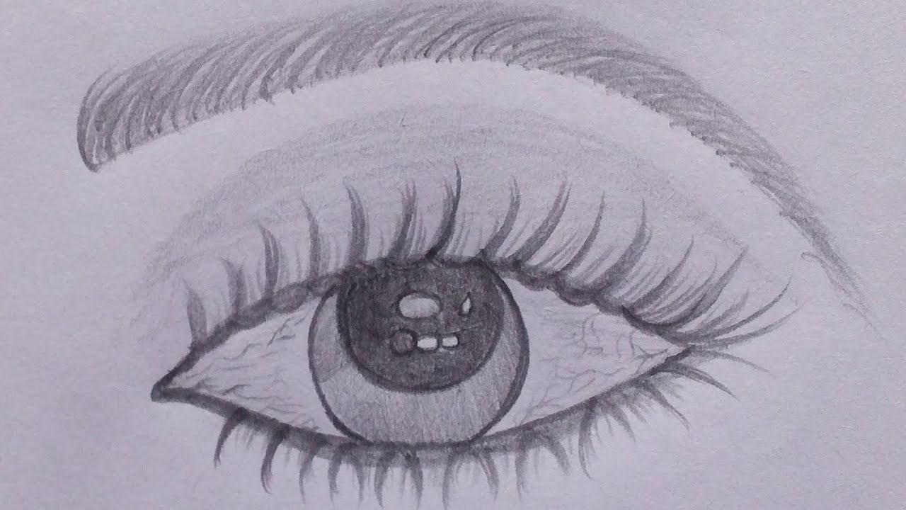 Realistic eye drawing step by step with eyebrows 👁️👁️🧿🧿/eyes easy step ...