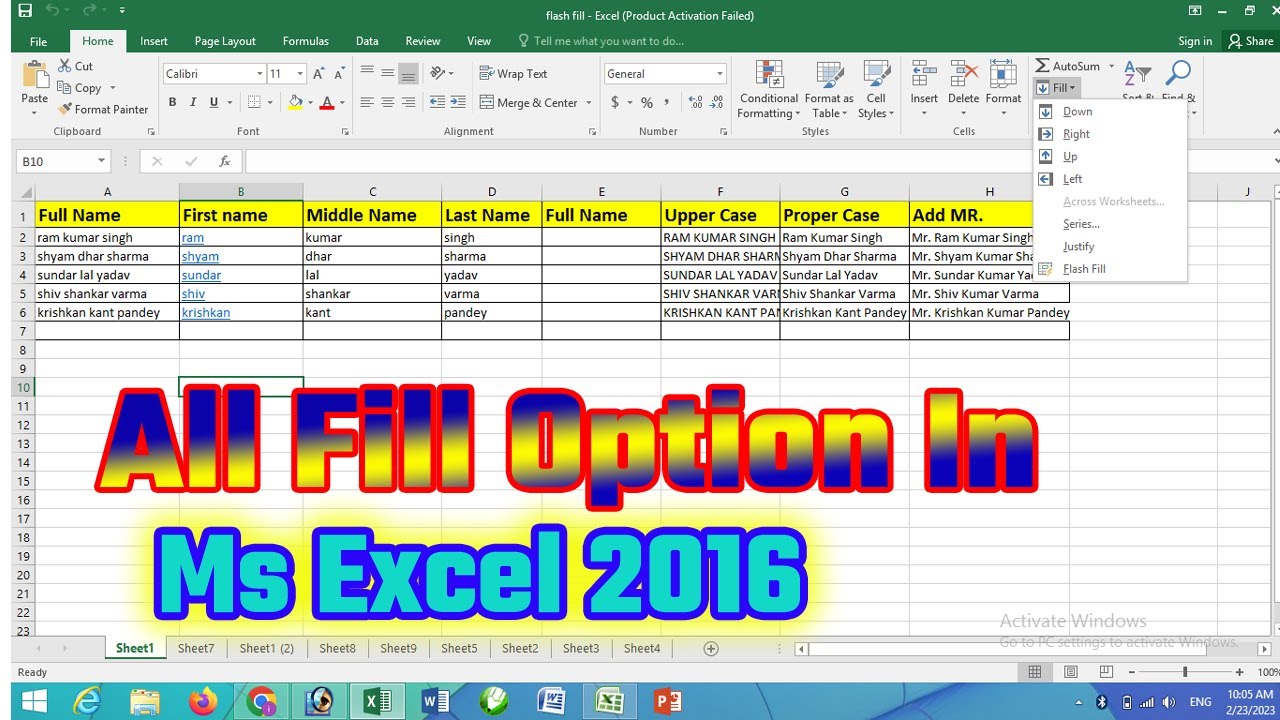 Fill in Excel in Hindi | Fill option Tips in Hindi | Kaise Kare Fill ...