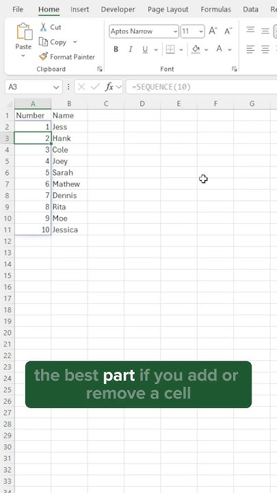 STOP Using Autofill! Dynamic Numbered Lists in Excel Made Easy! #excel #shorts - YouTube