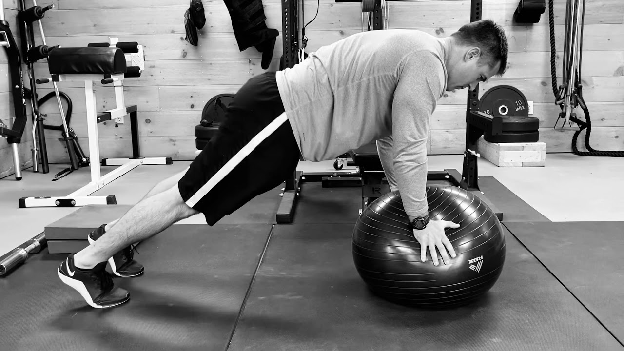 Stability Ball Push Up w/ Hip Extension - YouTube