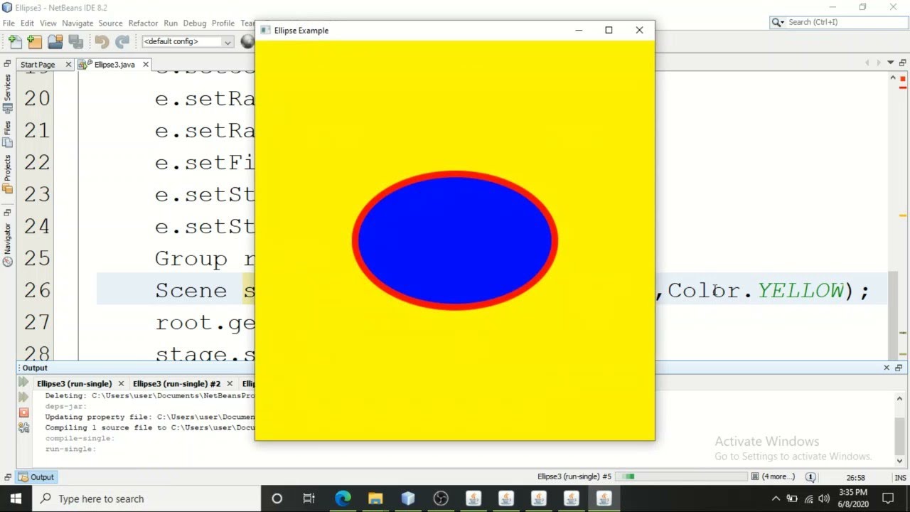 Javafx Ellipse Programjavafx Tutorial For Beginner Netbeans Ide Youtube