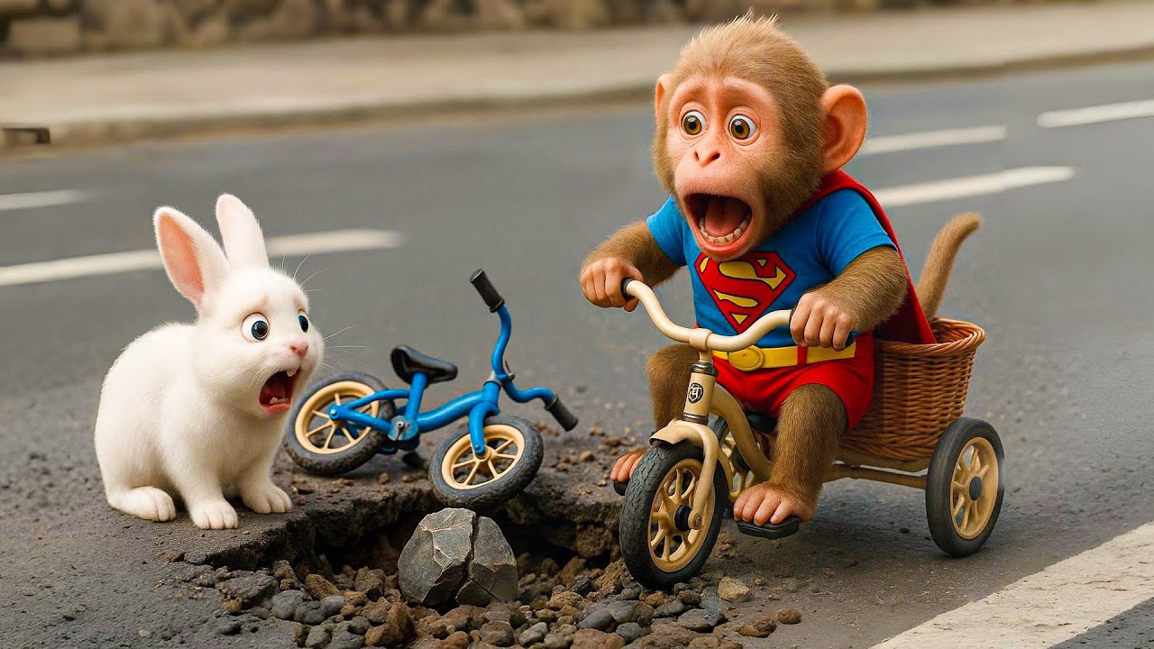 Baby Monkey NUNU Rescues Bunny and Builds a New Bicycle for the Little ...