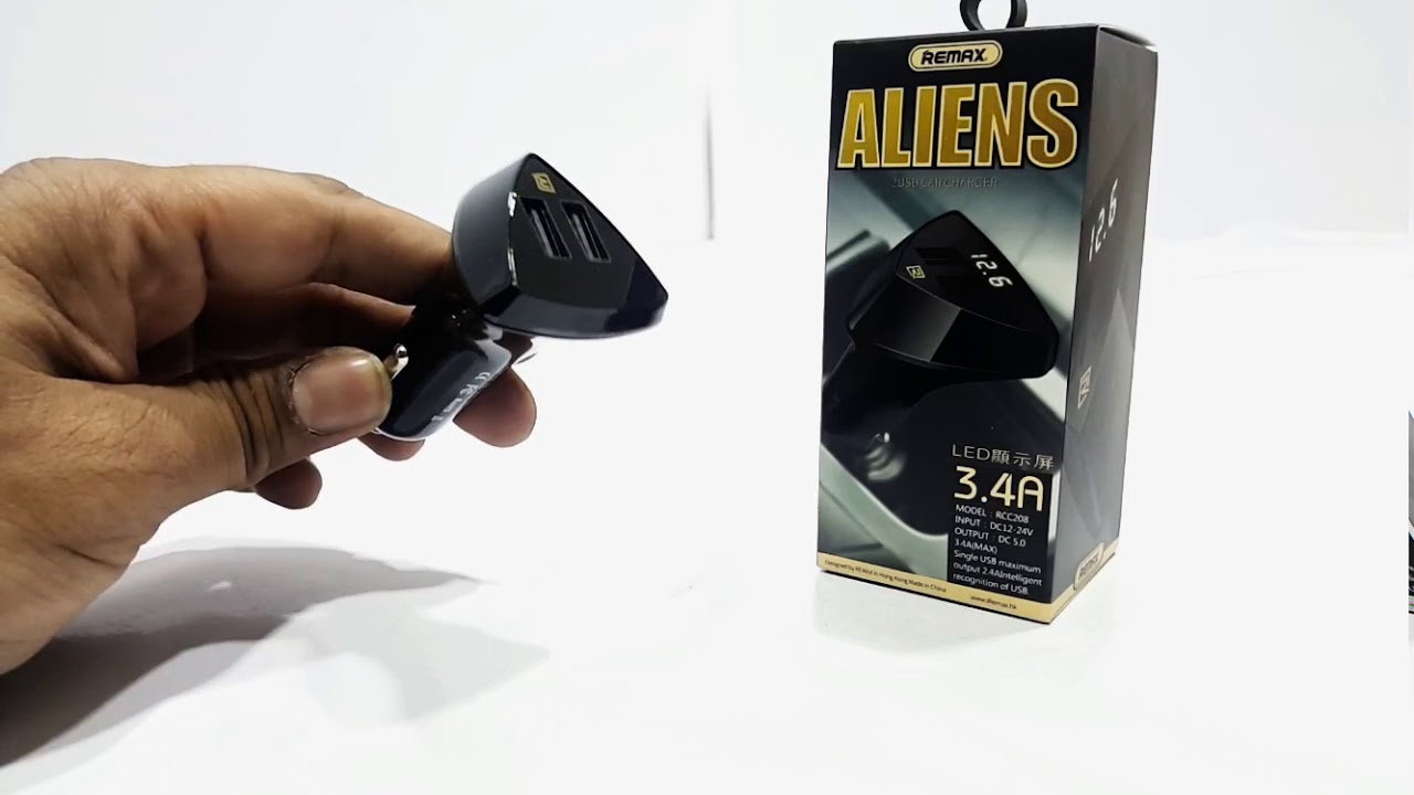 Remax Aliens LED Dual USB Car Charger with Voltage Display – 3.4A - YouTube