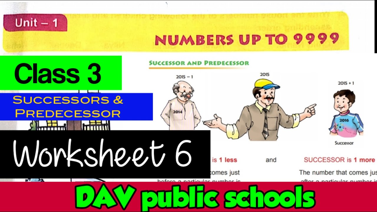 DAV class 3 maths chapter 1 worksheet 6 - successors and Predecessors ...