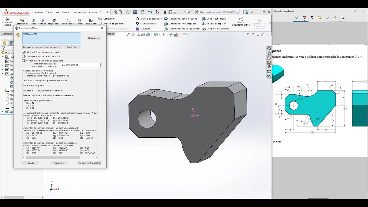 Examen CSWA ejemplo de modelado de pieza, SOLIDWORKS - YouTube