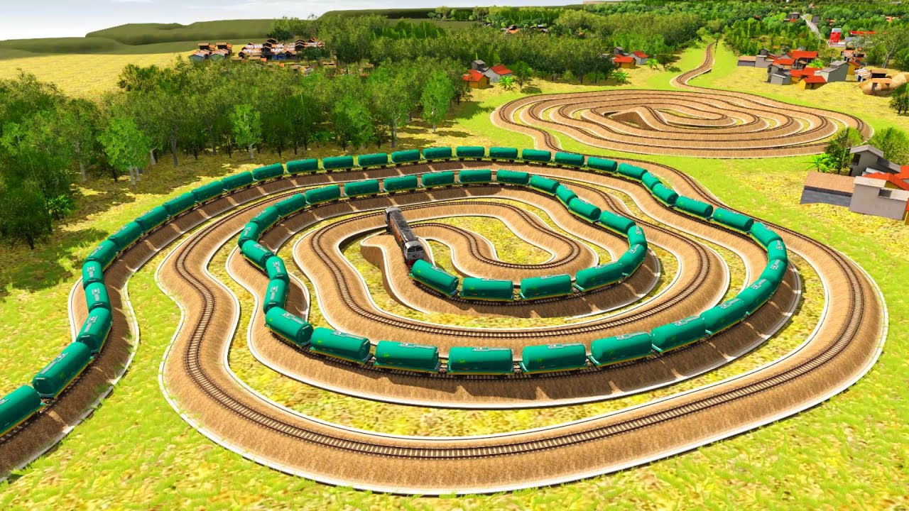 Train Passes Through Double Spiral Rail Track, Damaged and Messy🚦Train ...