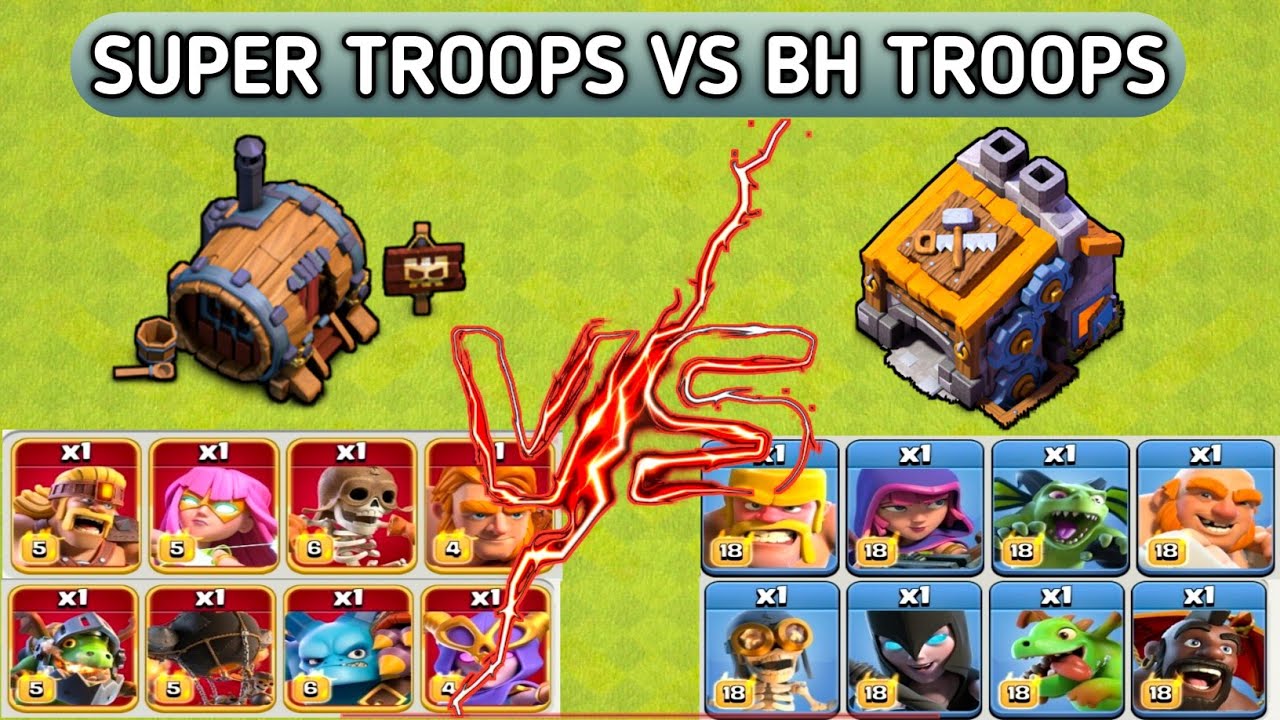 New Th 15 Super Troops Vs BH 9 Troops in Clash Of Clans Town Hall Vs ...