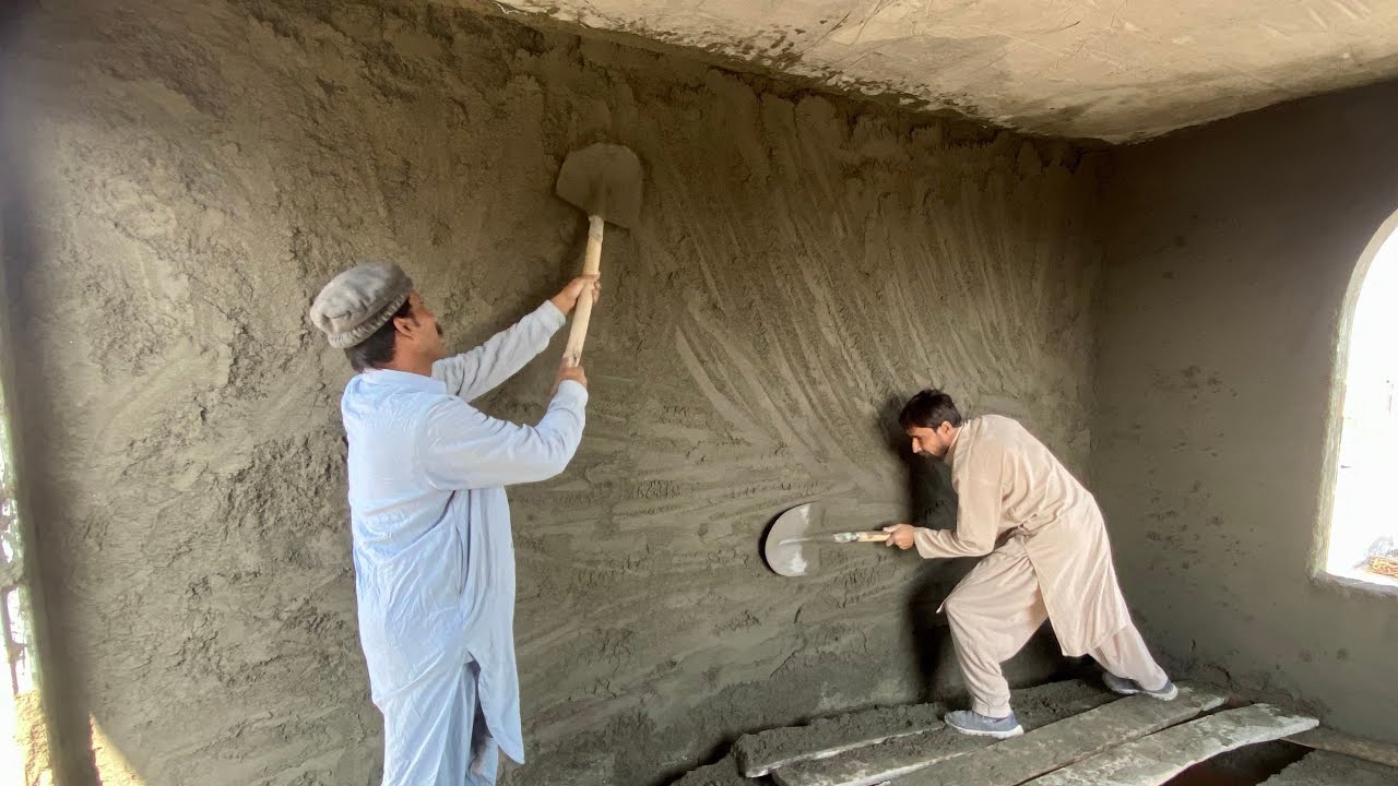 Cement and Sand Wall Plastering_Red Bricks building construction /Easy ...