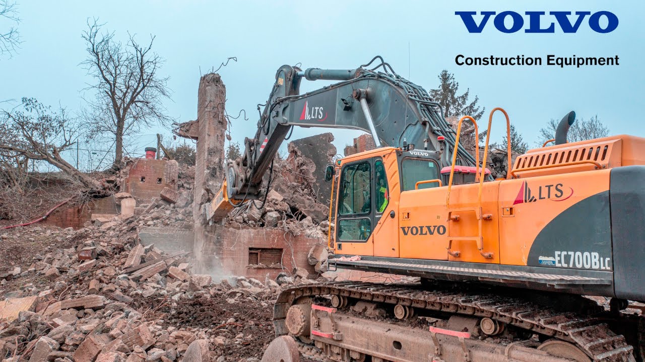 Demolition with Volvo EC 700B - YouTube