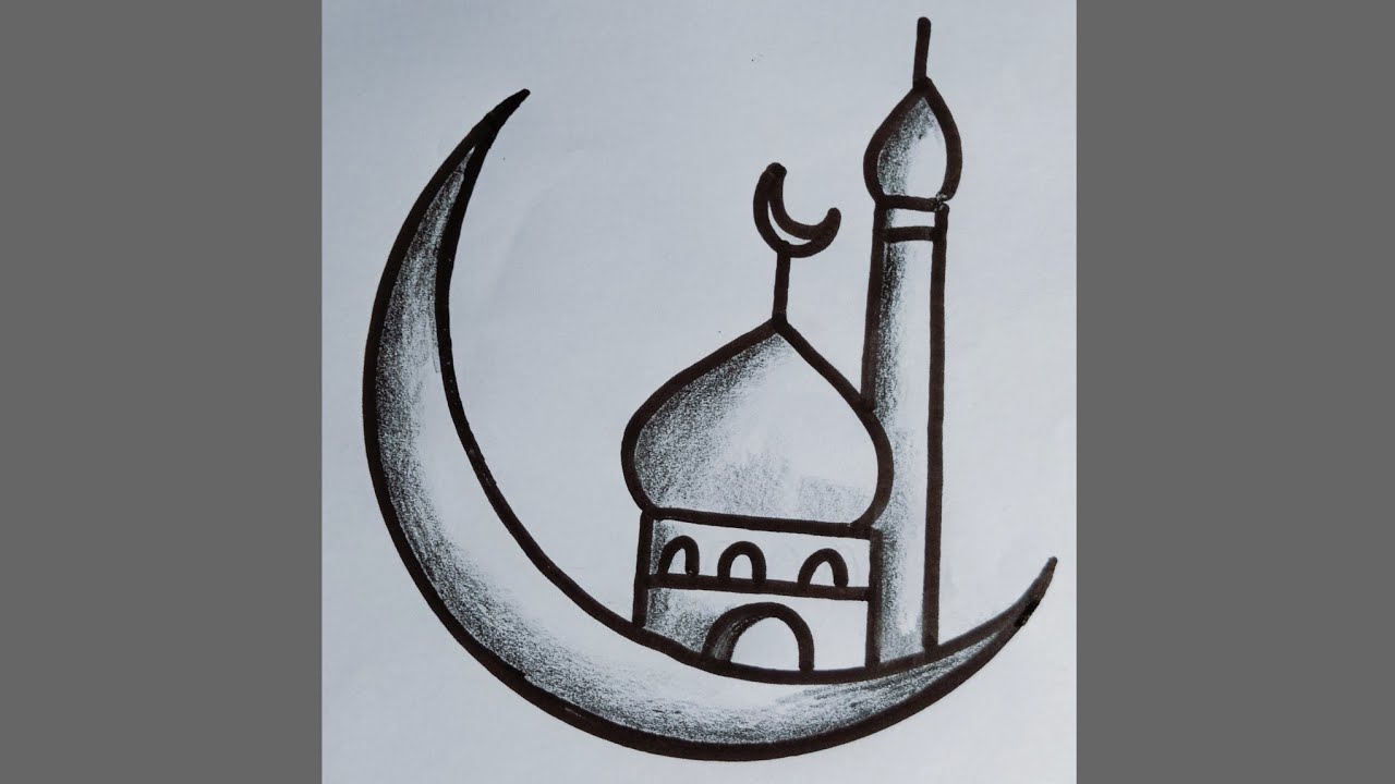 Eid mobarak drawing easy and beautiful ঈদ মোবারক Ramzan mobarak drawing ...