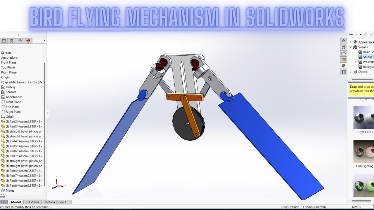 Bird Flying Bevel Gear Mechanism Design in Solidworks - YouTube
