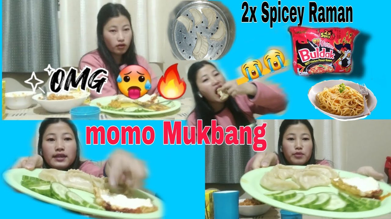 2x Spicey Korean Noodles 🥵🔥🍝|| Big Big momo Mukbang 🥟 || momo dumpling ...