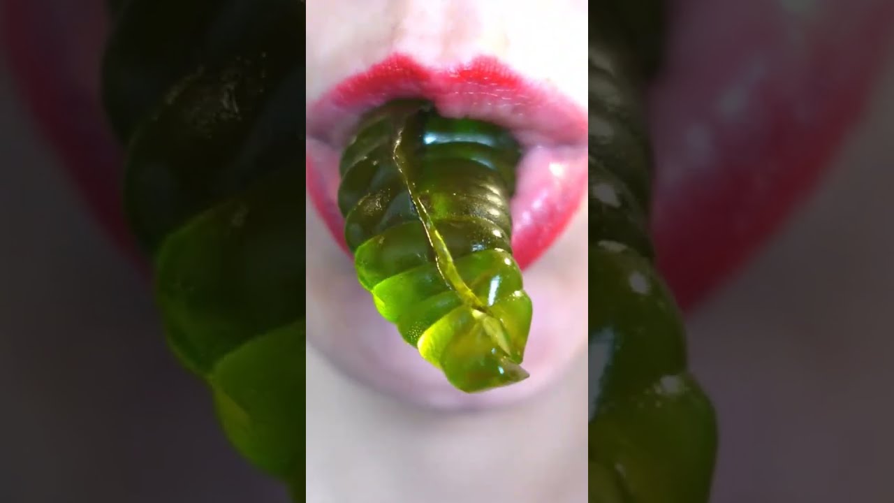 asmr WORM COLORED JELLY food sounds - Mukbang - YouTube