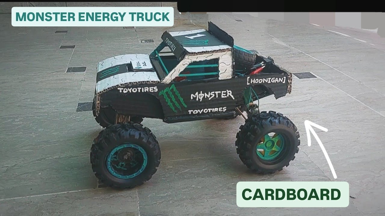 MOTORIZED MONSTER ENERGY TROPHY TRUCK FROM CARDBOARD - Taha's Crafts ...