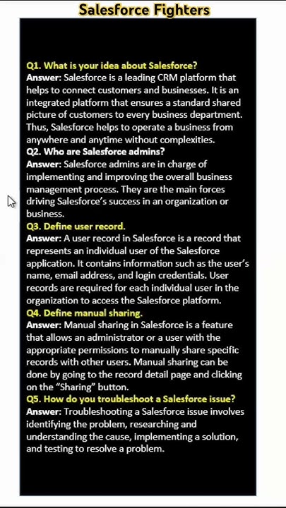 Salesforce Interview Questions and Answers? #salesforcefighters - YouTube