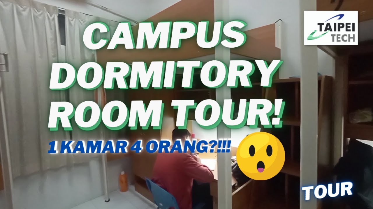 CAMPUS DORMITORY ROOM TOUR!! 1 KAMAR 4 ORANG??!! - YouTube
