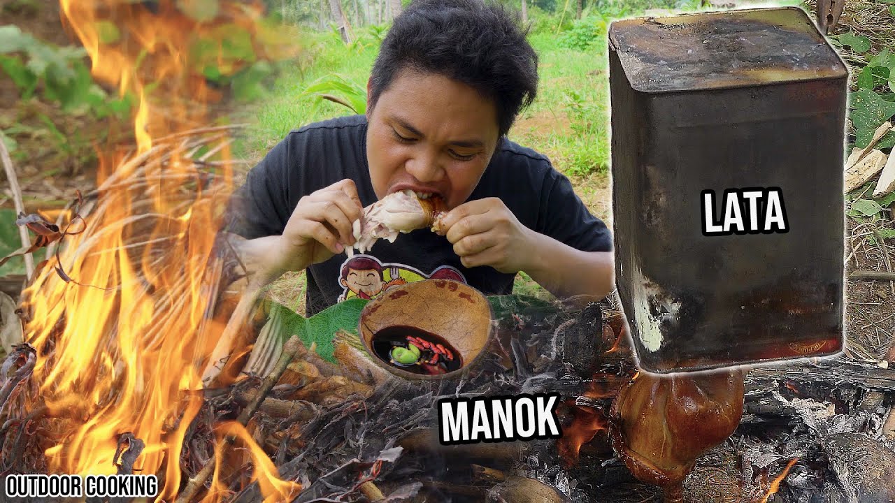 OUTDOOR COOKING | LECHON MANOK SA LATA NG BISCUIT | DIY OVEN - YouTube