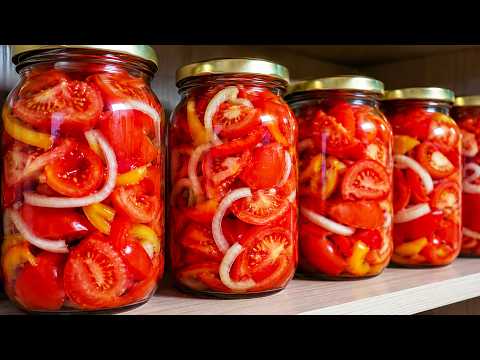 Kış için 100 kavanoz domates salatası yapıyorum - Koruyucu madde içermiyor ve yıllarca dayanıyor!