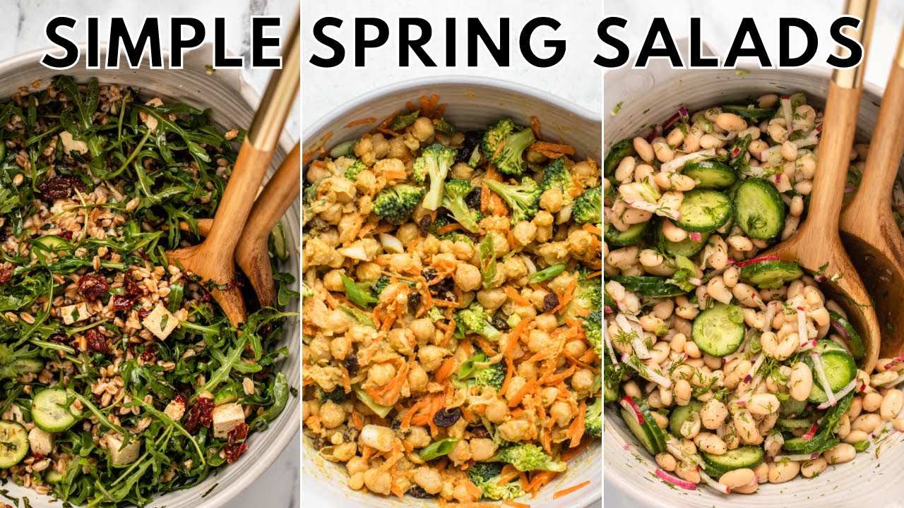 3 Simple Spring-Inspired Salads (Vegan) - YouTube