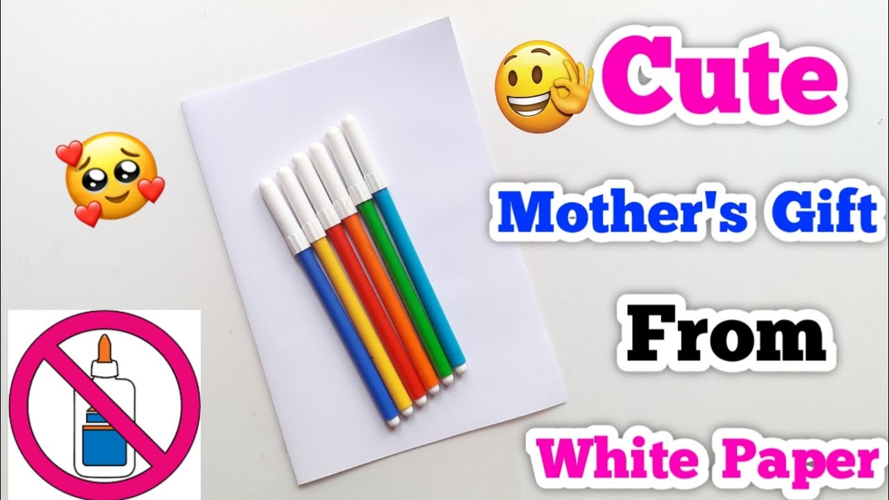😍 No Glue No Colour Paper 😍 Cute Mother's Day Gift Idea • White paper ...