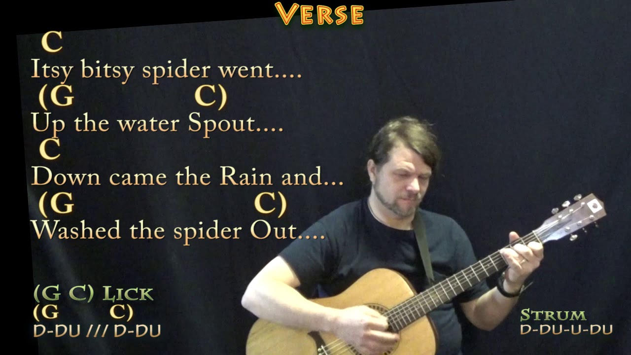 Itsy Bitsy Spider - Guitar Lesson Chord Chart in C Major with Chords ...