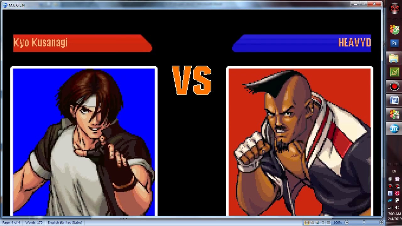 KOF MUGEN EDITTION - Group A - Match 3 - Kyo Kusanagi Vs Heavy D - YouTube