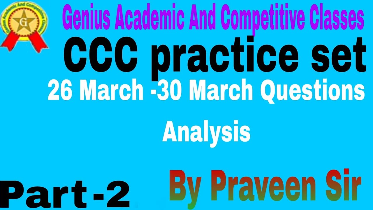 #CCC PAPER (26 MARCH TO 30 MARCH ) - PART-2 - YouTube