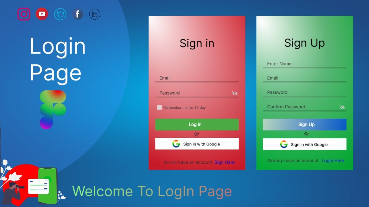 Login Page design using Figma | login page UI/UX figma Design | Website ...