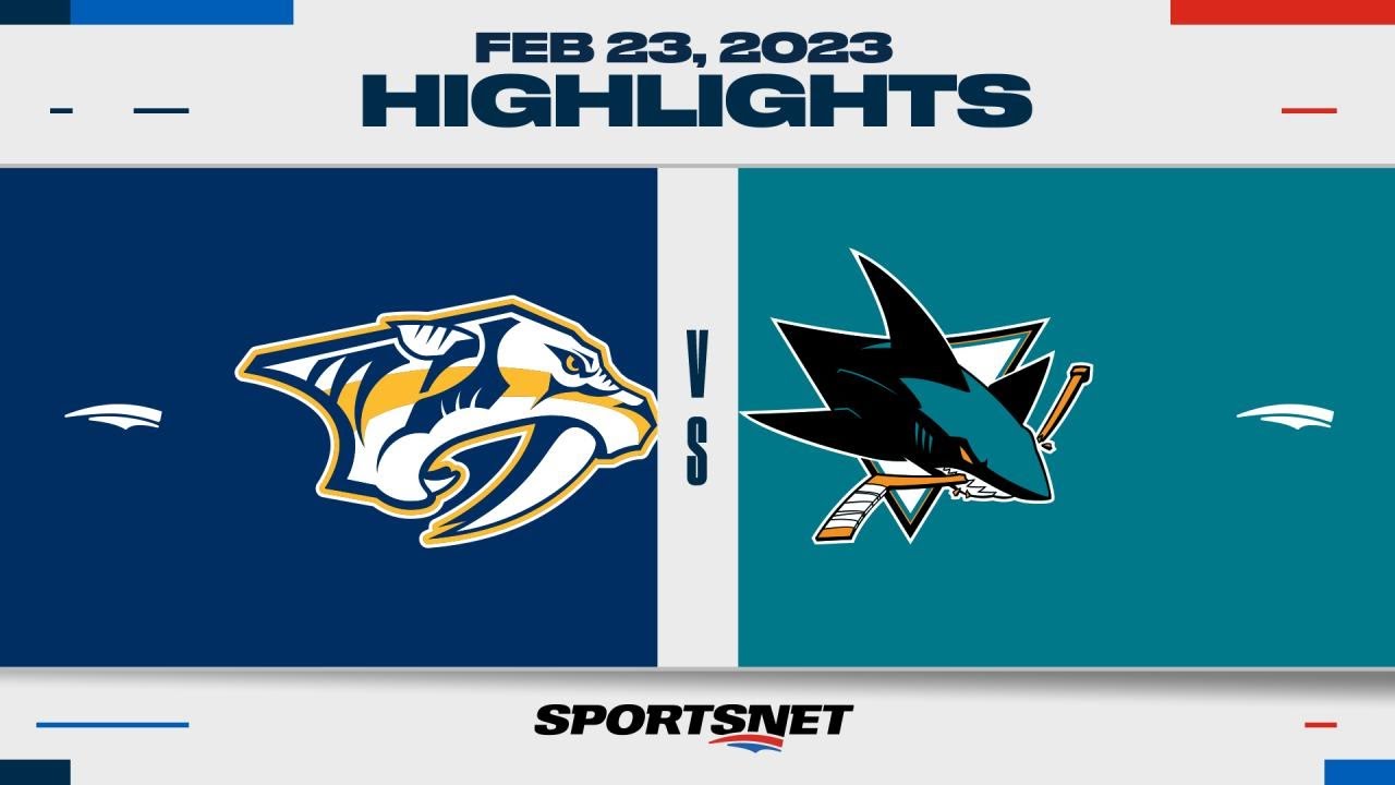 NHL Highlights | Predators vs. Sharks - February 23, 2023 - YouTube