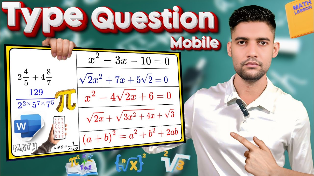How To Type Math Formulas | How To Type Maths Question In Mobile| Ms ...