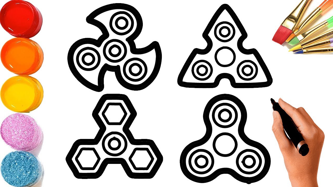 How to Draw Art Crazy Fidget Spinner Toy Many Random Colors for Kids ...