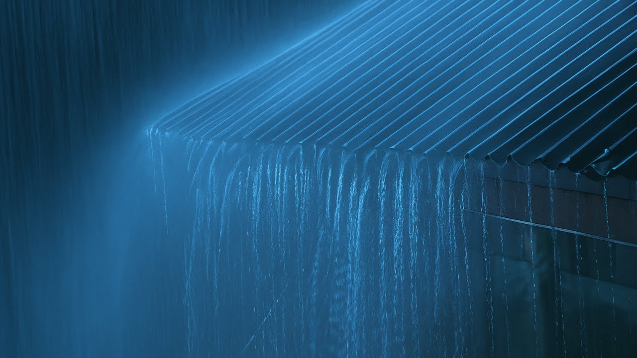 🔴 Heavy Rain on a Tin Roof for Sleeping 24/7, Sleep Instantly with Rain ...