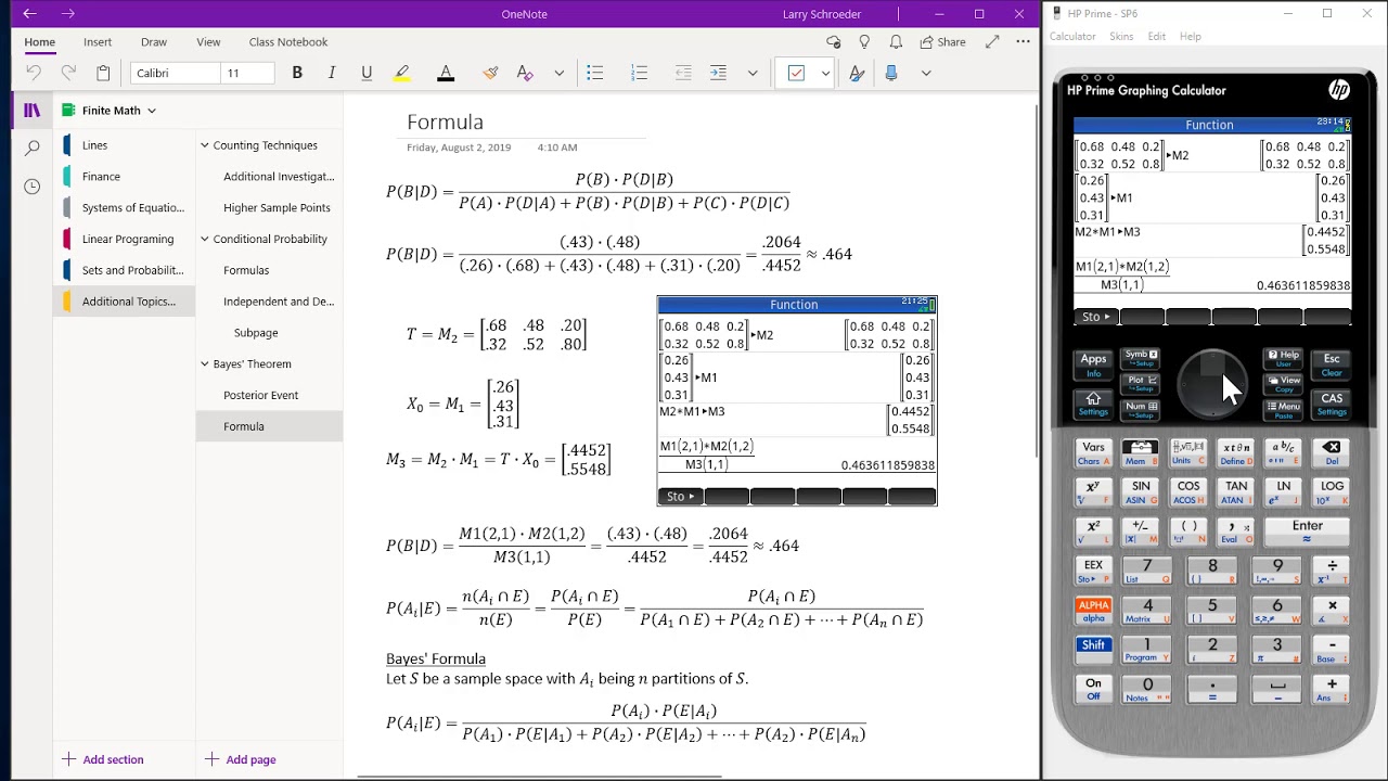 HP Prime Onenote Bayes' Formula - YouTube