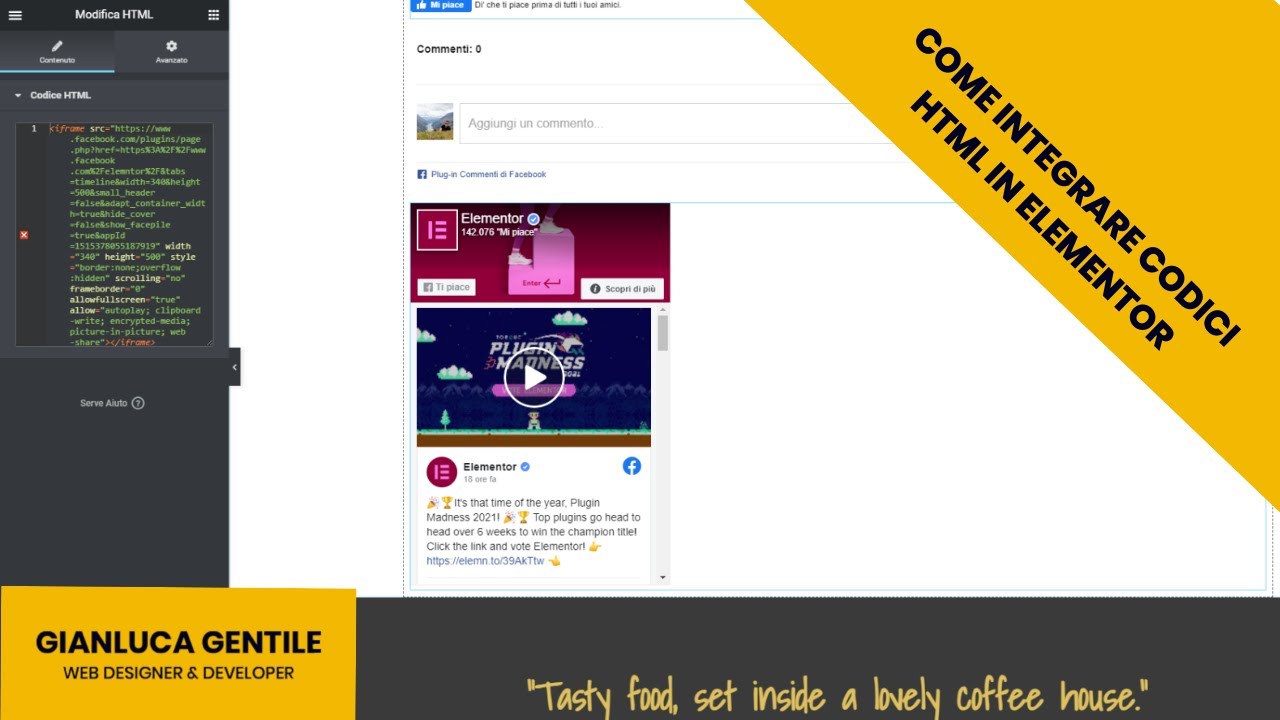 Come Integrare codici HTML in Elementor - YouTube