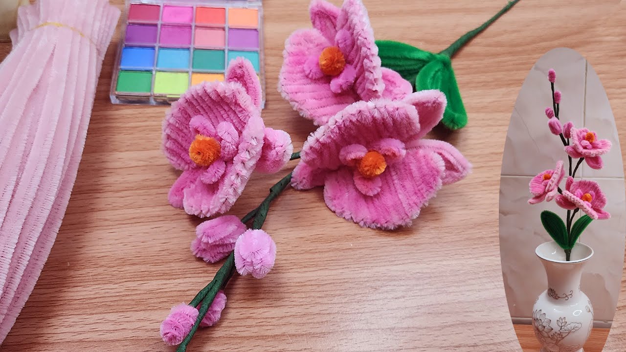 DIY Flowers: How to make Orchid flowers using pipe cleaner | Orchid ...