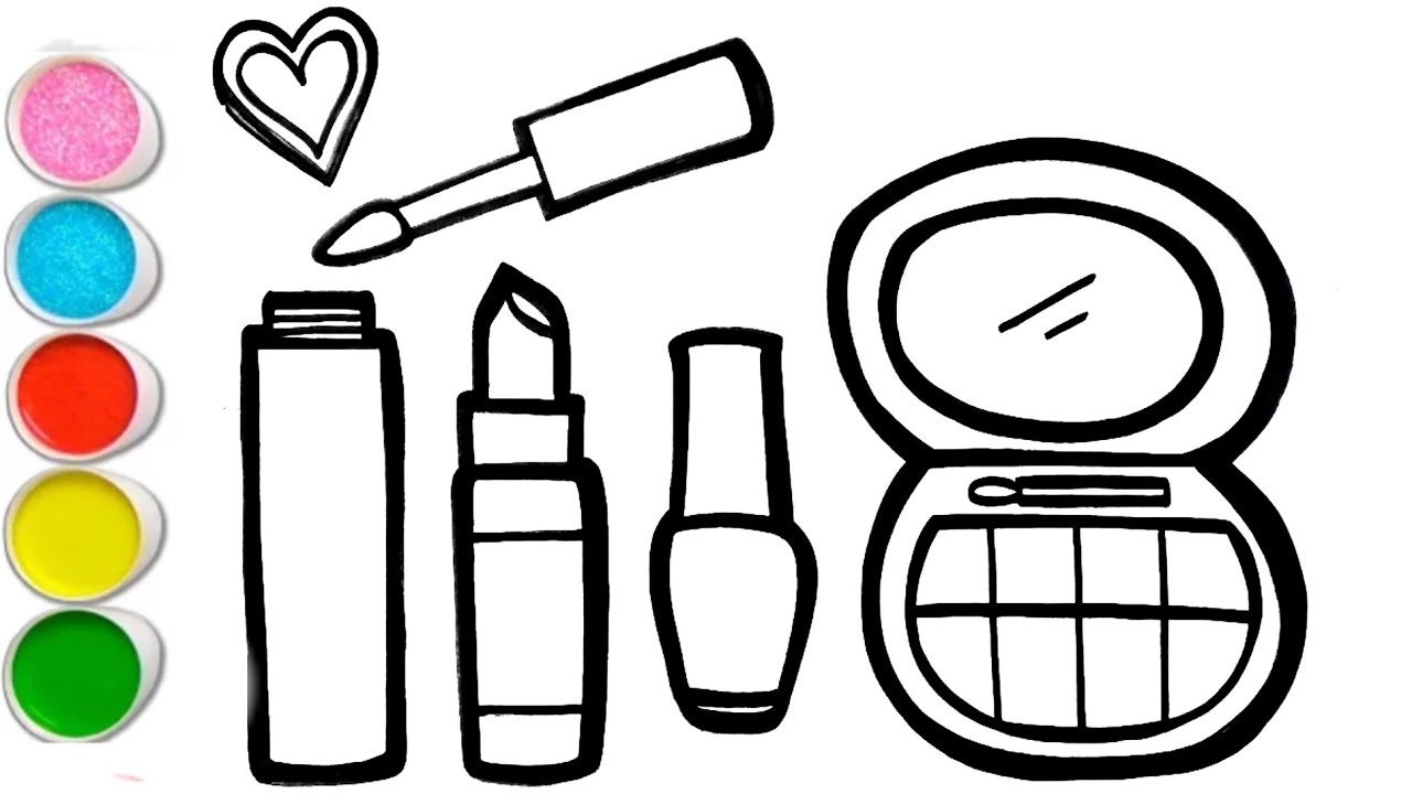 How to Draw Makeup Tools / Makeup Set | Drawing Makeup Set , Nailpolish ...