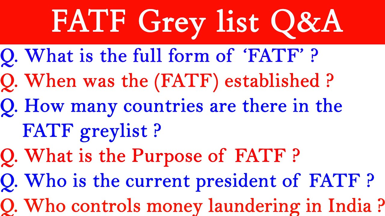 What is FATF Grey List l GK Question l FATF Grey List MCQ l FATF Grey ...