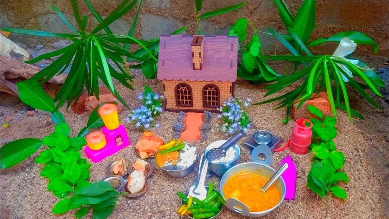 miniature kitchen food rice aloo curry sweets | mini house setup - YouTube