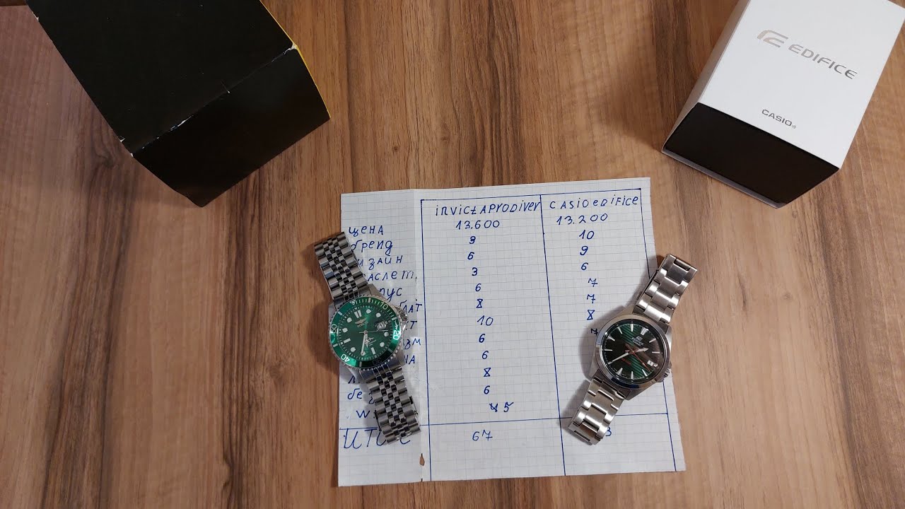 15.Casio Edifice vs Invicta ProDiver! Сравнение двух часов в бюджетном ...