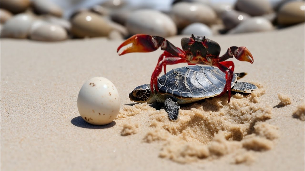 Poor Baby Sea turtles are preyed upon by Ghost Crabs - YouTube