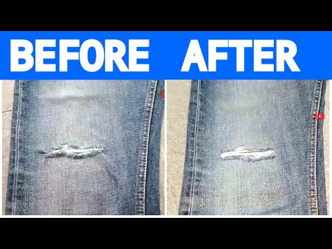 CARA PERMAK / TISIK / MENAMBAL CELANA JEANS SOBEK DI LUTUT MUDAH DAN RAPI