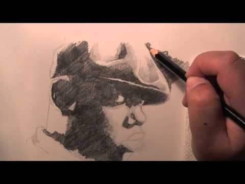 How to draw portrait in Pencil Notorious B.I.G Biggie Smalls Portrait ...