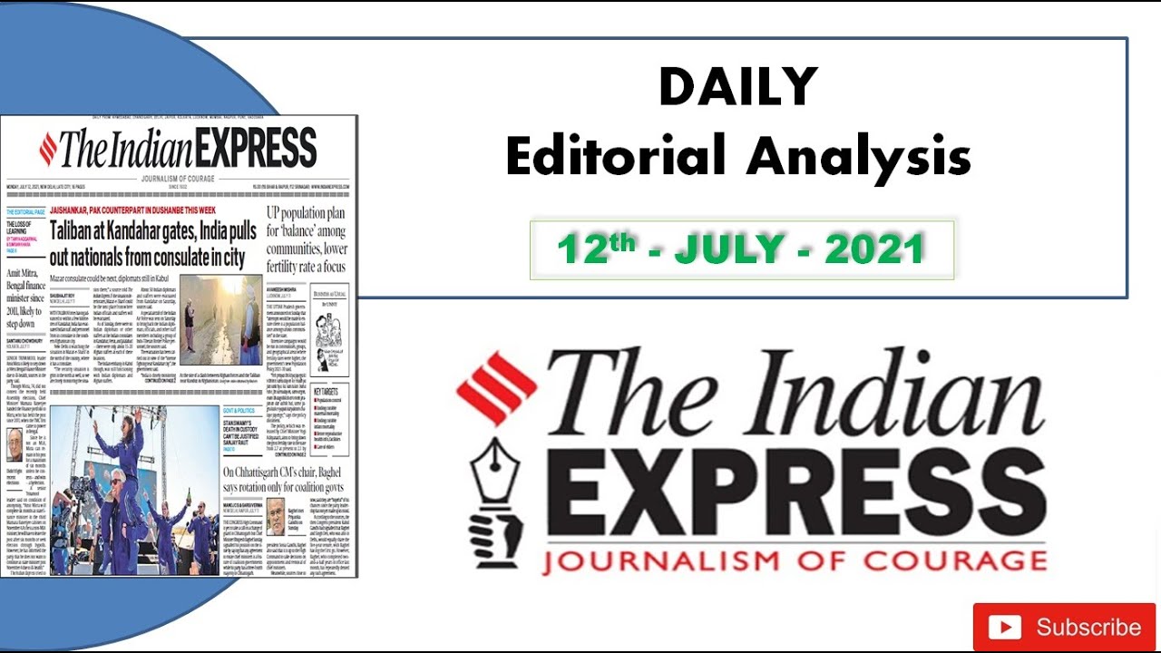 12th July 2021| The Indian Express Newspaper Editorial Analysis ...