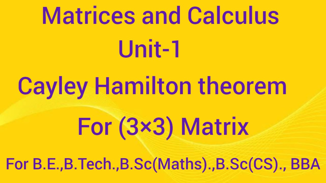 Cayley Hamilton theorem for (3×3) Matrix@thanishmaths3760 - YouTube