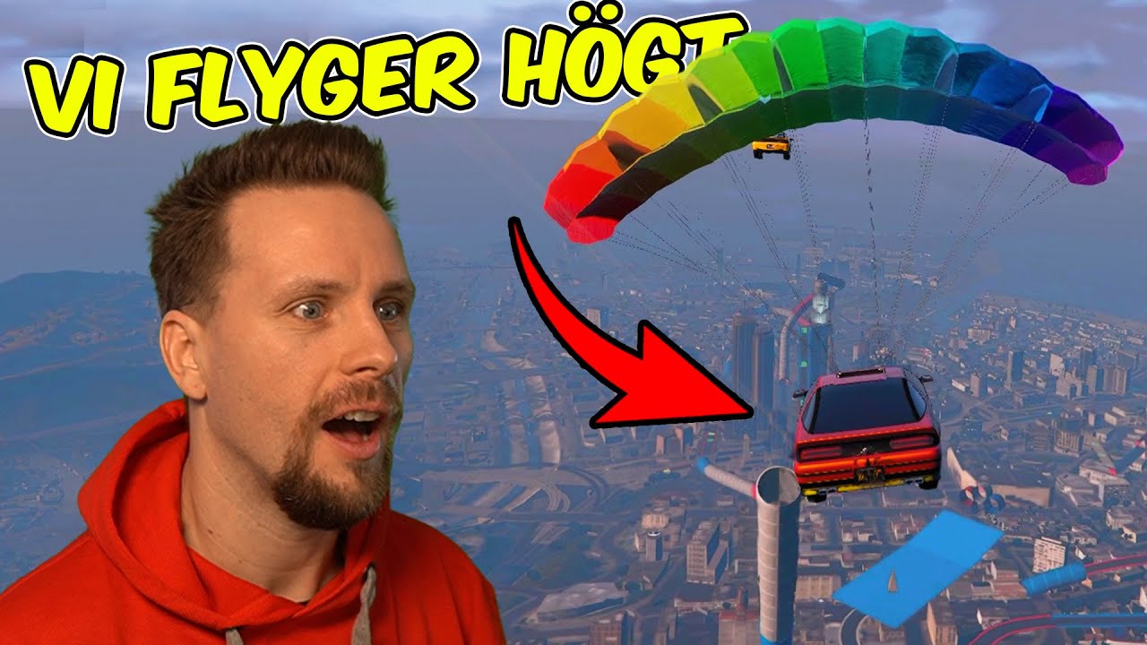 FLYGER FALLSKÄRM MED BIL I GTA5 - YouTube